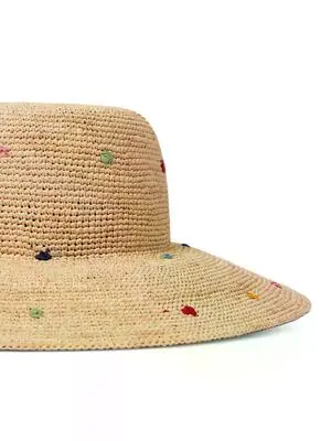 Paul Smith Swirled Polka Dot Raffia Hat - Neutrals