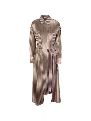 Brunello Cucinelli Striped Midi Shirt Dress - Neutrals