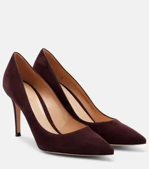 GIANVITO ROSSI Suede Pointed Toe Pumps - Brown