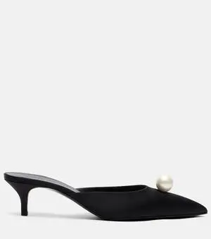 Magda Butrym Faux Pearl Satin Mules - Black