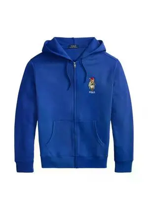 Polo Ralph Lauren Bear-embroidered Zip-up Hoodie - Blue