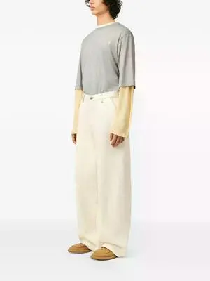 AMI Paris Wide-fit Cotton Trousers - Neutrals