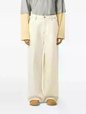 AMI Paris Wide-fit Cotton Trousers - Neutrals