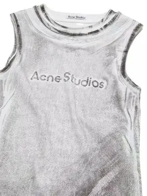 Acne Studios Sleeveless Crewneck Tank Top With Denim-effect Print