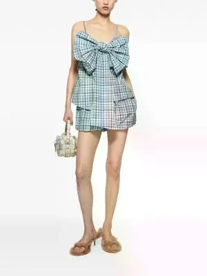 Acne Studios Gathered Check Shorts - Blue