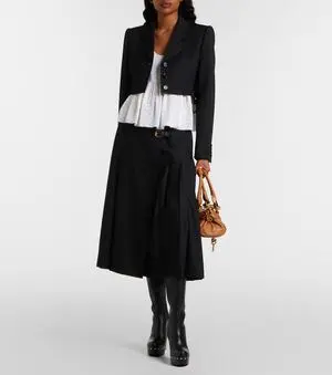 Chloé Pleated Virgin Wool Midi Skirt