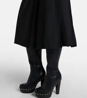 Chloé Pleated Virgin Wool Midi Skirt
