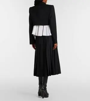 Chloé Pleated Virgin Wool Midi Skirt