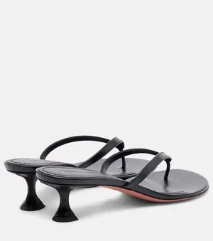 Amina Muaddi Juliette Leather Thong Sandals - Black