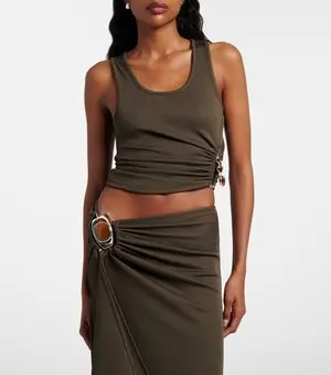 Christopher Esber Droplet Crystal Embellished Ruched Tank Top