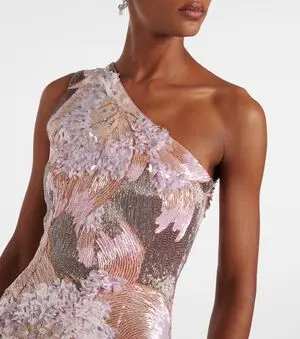 LA FUORI Embellished One-shoulder Gown