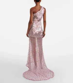 LA FUORI Embellished One-shoulder Gown