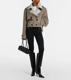 Amina Muaddi Mona Croc-effect Leather Knee-high Boots - Black
