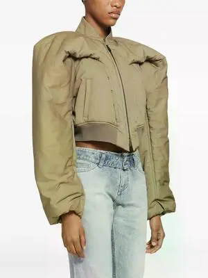 Alexander McQueen Exaggerated-shoulder Cropped Bomber Jacket
