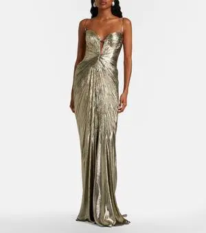 MARIA LUCIA HOHAN Dakota Lamé Chiffon Gown - Silver
