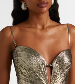 MARIA LUCIA HOHAN Dakota Lamé Chiffon Gown - Silver