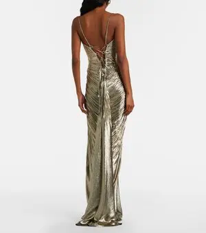 MARIA LUCIA HOHAN Dakota Lamé Chiffon Gown - Silver