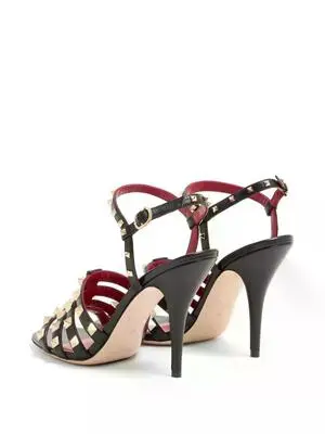Valentino Garavani Rockstud Kidskin Leather Sandals - Black
