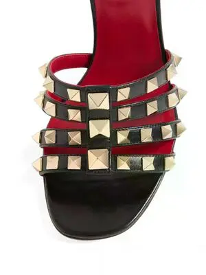 Valentino Garavani Rockstud Kidskin Leather Sandals - Black