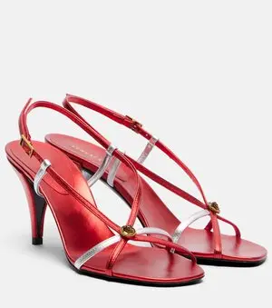 Versace Valentina Leather Slingback Sandals - Red