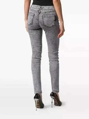 Philipp Plein Acid Wash Skinny Jeggings - Grey