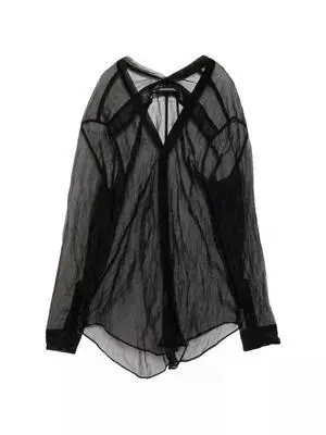 JULIUS Sheer Crinkled-effect Shirt
