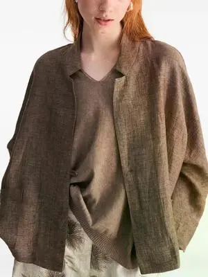 BIANCALANCIA Collarless Slub-texture Jacket