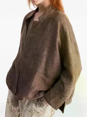 BIANCALANCIA Collarless Slub-texture Jacket