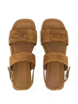 Hogan H685 Logo-appliqué Sandals - Brown