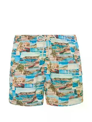 MC2 SAINT BARTH Porto Cervo-print Swim Shorts - Blue