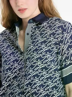 Tommy Hilfiger Monogram-print Short-sleeve Shirt - Blue