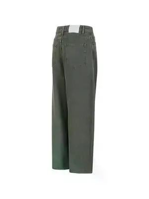 DOUUOD Wide-leg Twill Trousers - Green