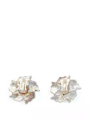 Vintage Enamel Faux-pearl Clip-on Earrings