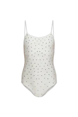 White Crystal Embellished Swimwear