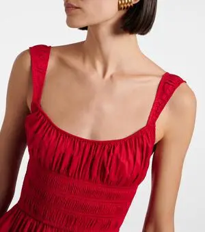 DÔEN Clover Shirred Cotton Poplin Maxi Dress
