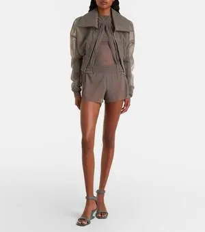 Rick Owens Dracucollar Tulle And Organza Bomber Jacket - Grey