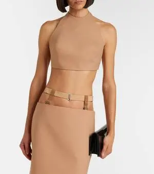 MUGLER Wool-blend Crop Top