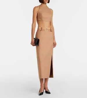 MUGLER Wool-blend Crop Top
