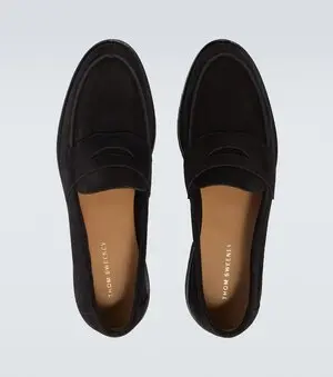 Thom Sweeney Suede Penny Loafers