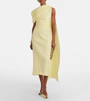 ROKSANDA Maite Caped Cloque Midi Dress - Yellow