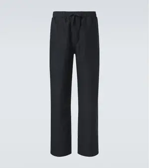 SAMAN AMEL Linen Straight Pants - Blue