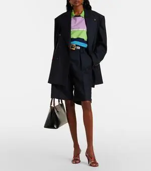 Versace Pinstriped Virgin Wool Bermuda Shorts
