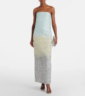 LA FUORI Embellished Silk Bustier Gown