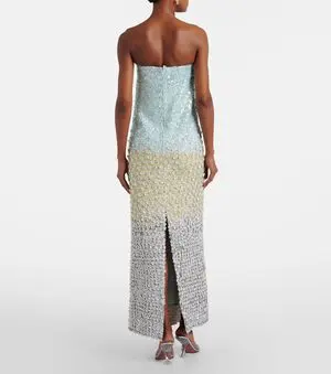 LA FUORI Embellished Silk Bustier Gown