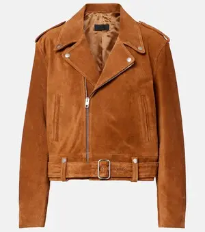NILI LOTAN Evel Suede Biker Jacket - Brown