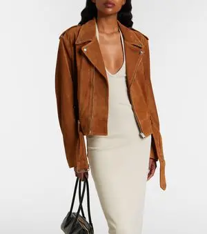 NILI LOTAN Evel Suede Biker Jacket - Brown