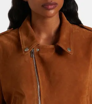 NILI LOTAN Evel Suede Biker Jacket - Brown