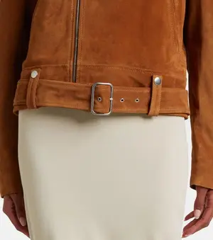 NILI LOTAN Evel Suede Biker Jacket - Brown