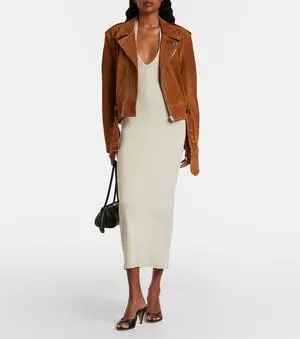 NILI LOTAN Evel Suede Biker Jacket - Brown