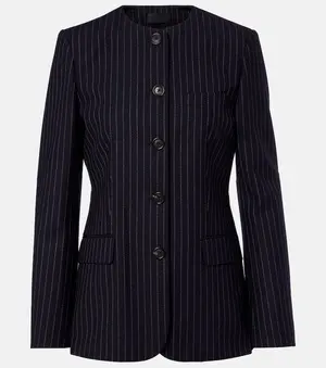 NILI LOTAN Gertrude Pinstripe Virgin Wool Jacket - Blue